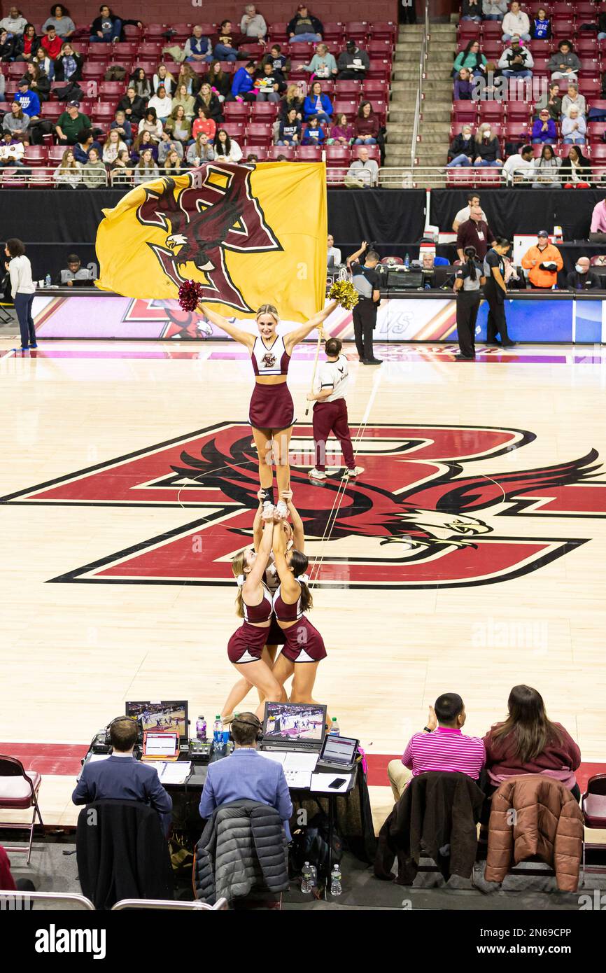 February 9, 2023; Newton, Massachusetts, USA; The Boston College cheer ...