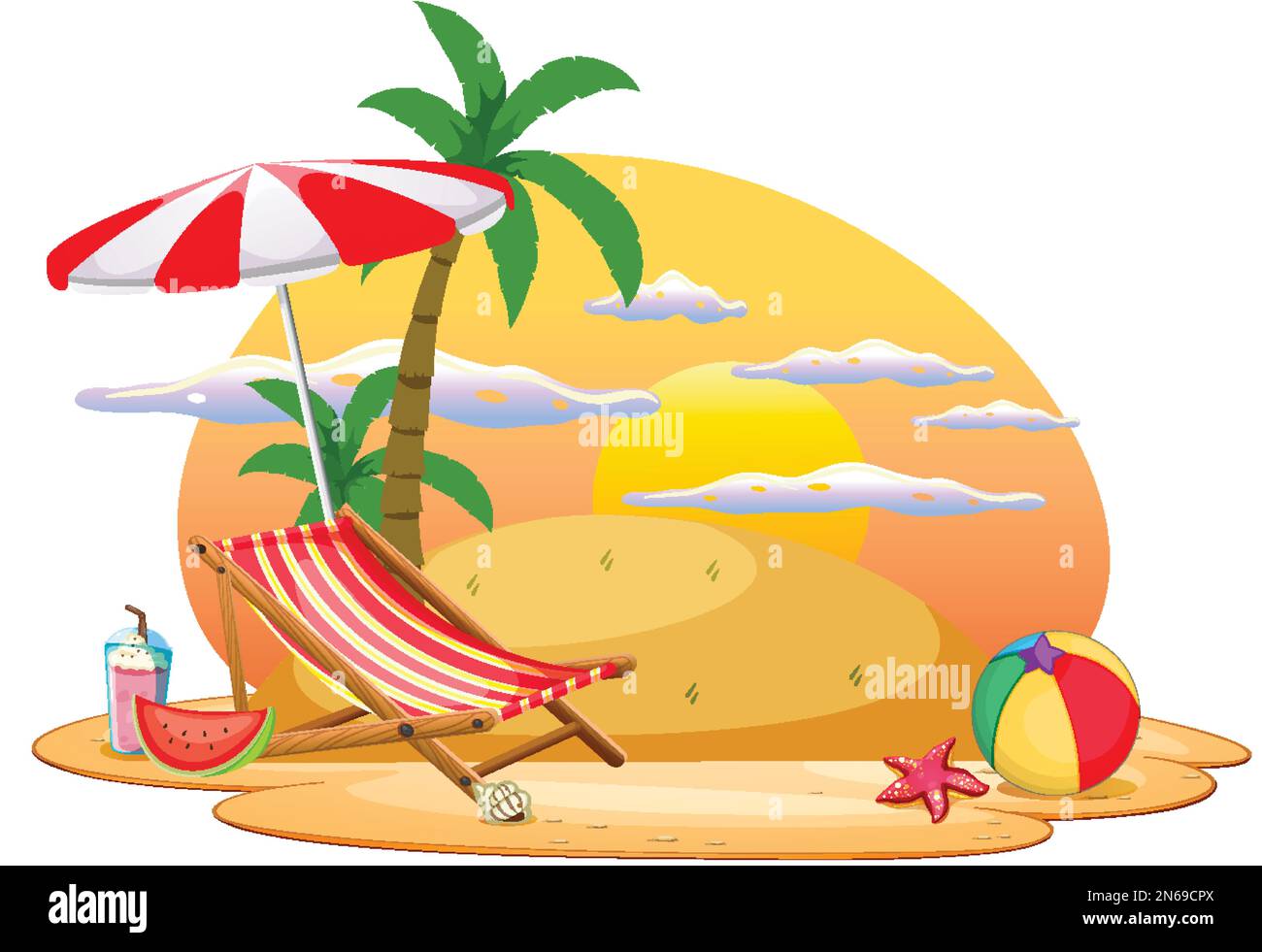 Summer beach scene template illustration Stock Vector Image & Art - Alamy