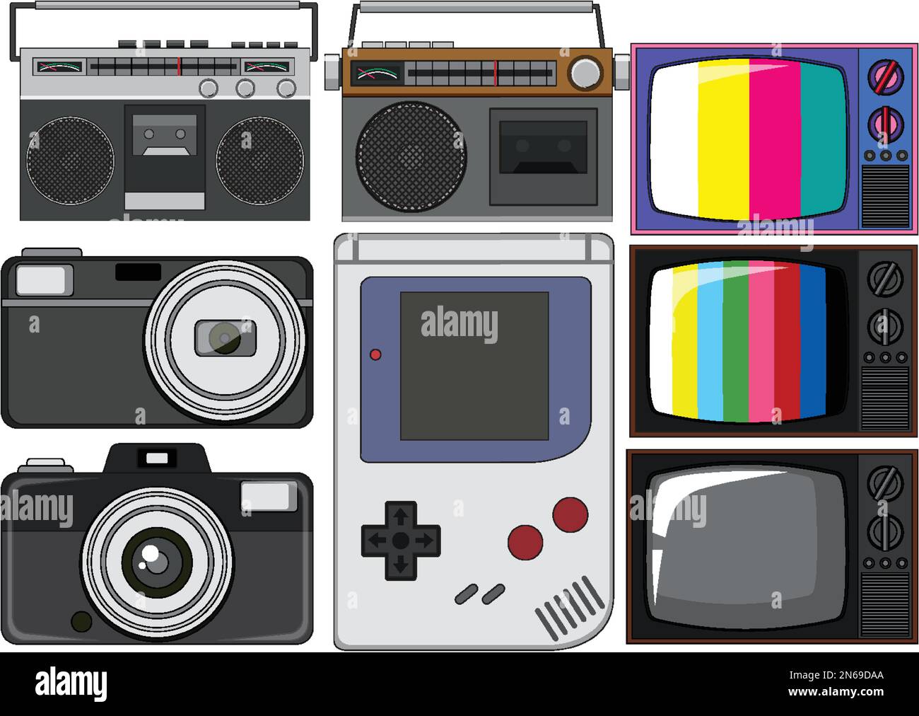 Retro objects and electronic devices illustration Stock Vector Image ...