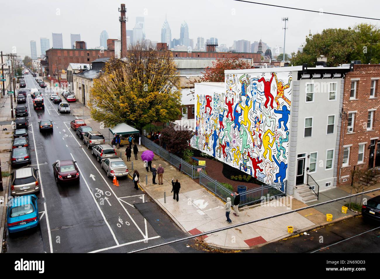 The 1987 mural titled "We The Youth" by artist Keith Haring, seen Wednesday, Oct. 30, 2013, in ...