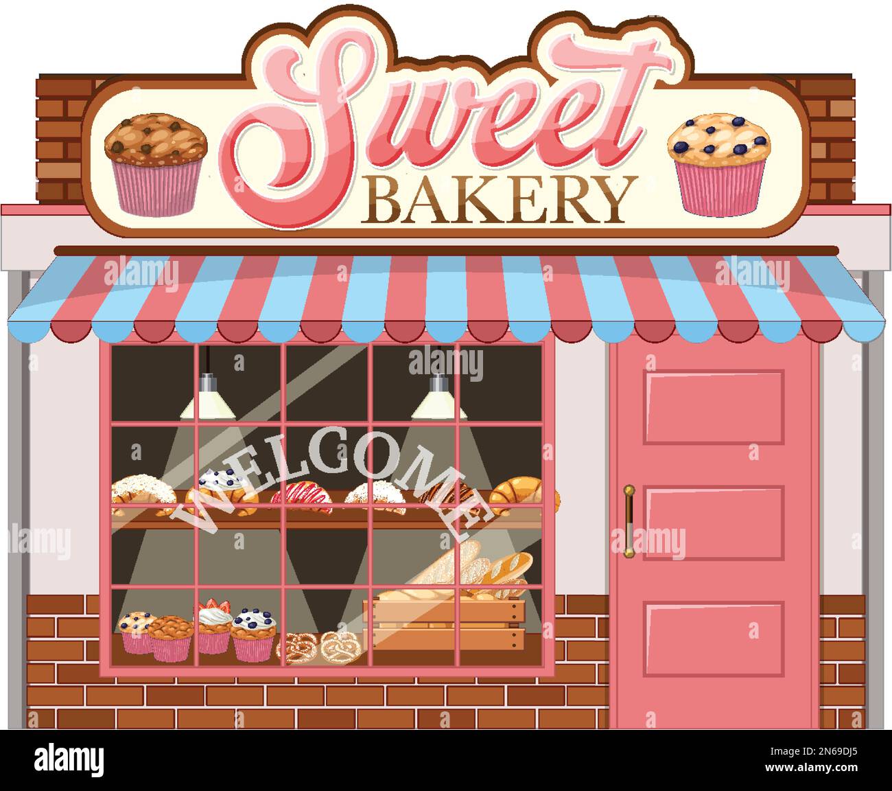 Bakery shop building facade illustration Stock Vector Image & Art - Alamy