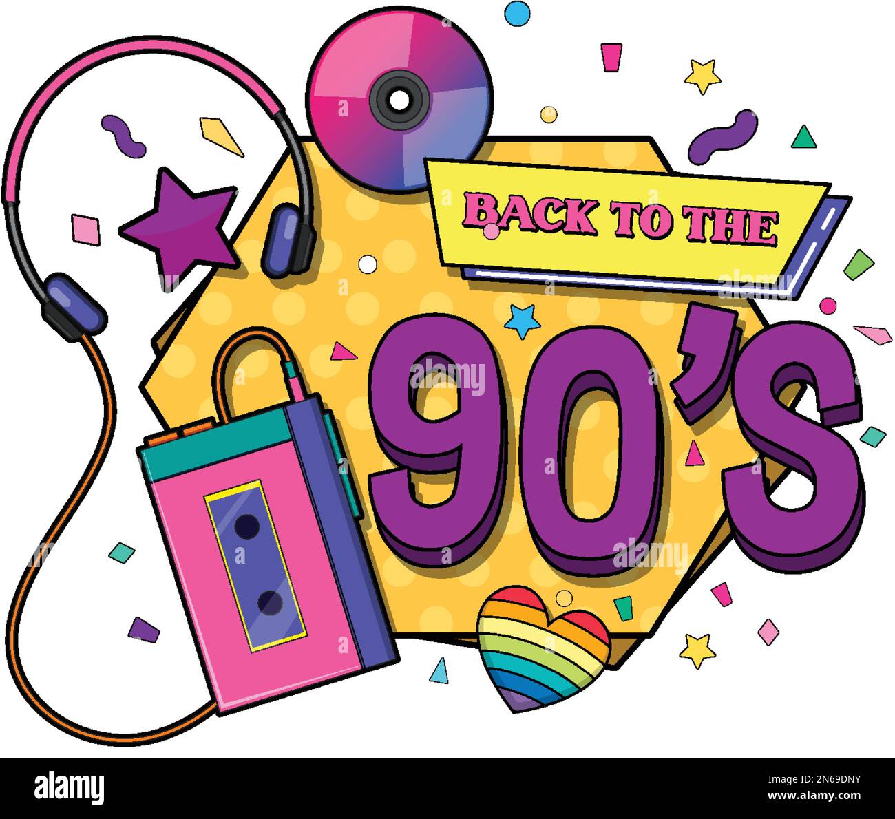 Back to the 90s banner template illustration Stock Vector Image & Art ...