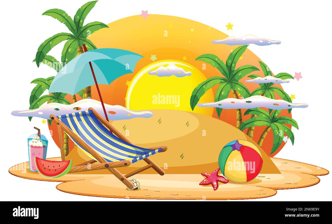 Summer beach scene template illustration Stock Vector Image & Art - Alamy