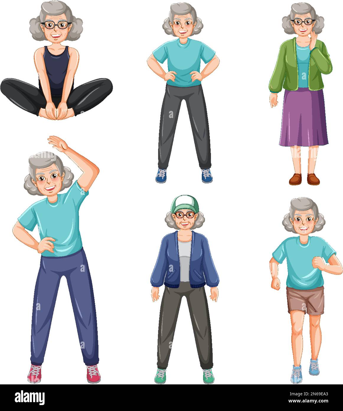 Collection of elderly people characters illustration Stock Vector Image ...