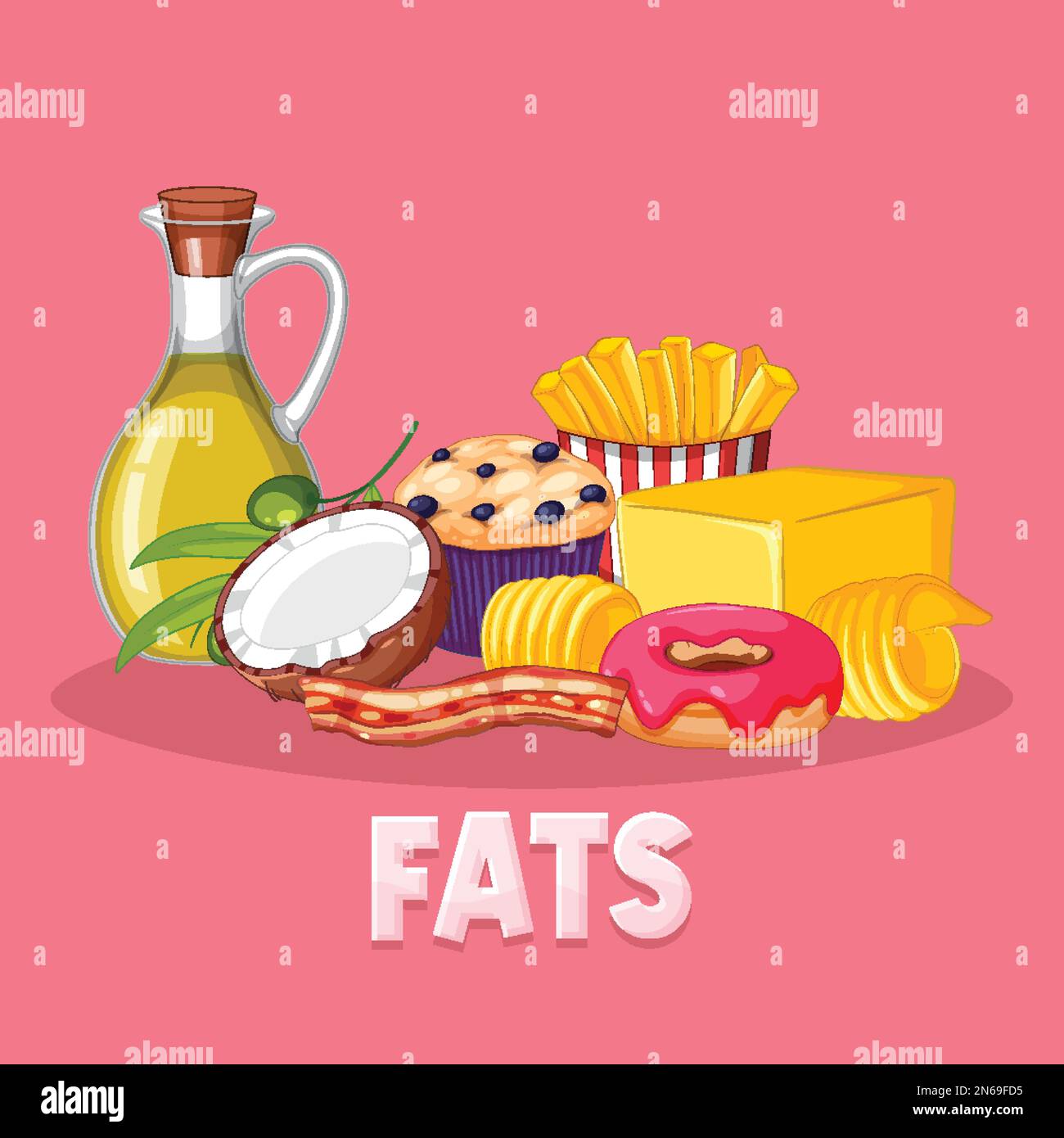 Varieties of fat food collection illustration Stock Vector Image & Art ...