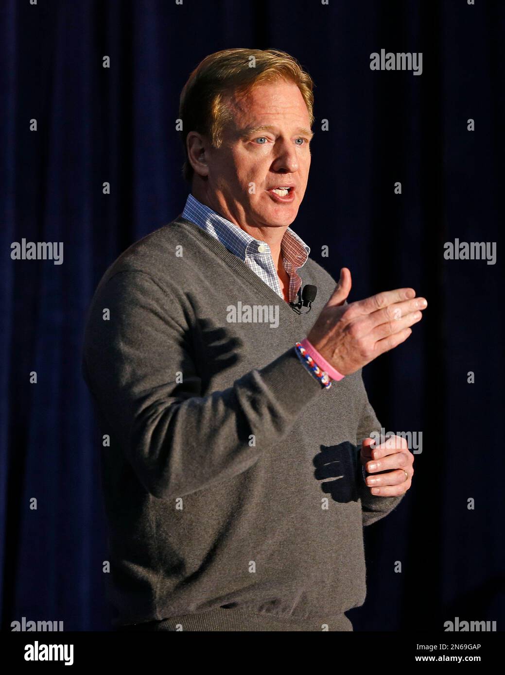 NFL Commissioner Roger Goodell speaks during a safety clinic hosted by ...