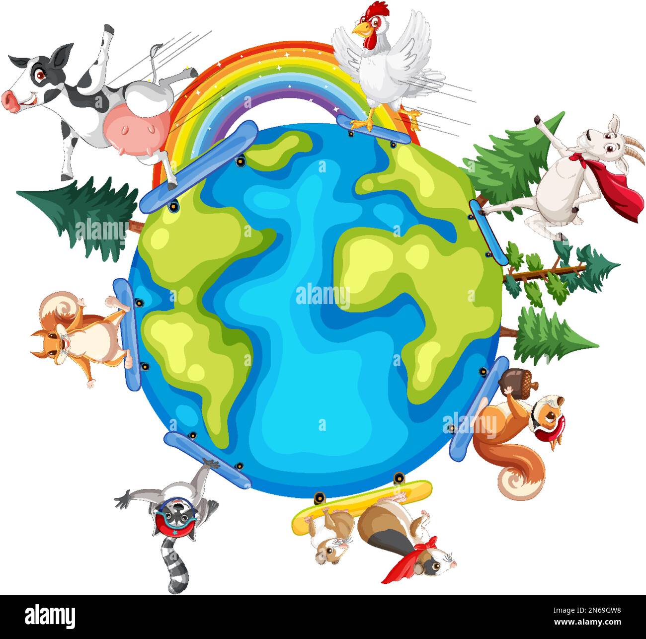 Animals on the planet earth illustration Stock Vector Image & Art - Alamy