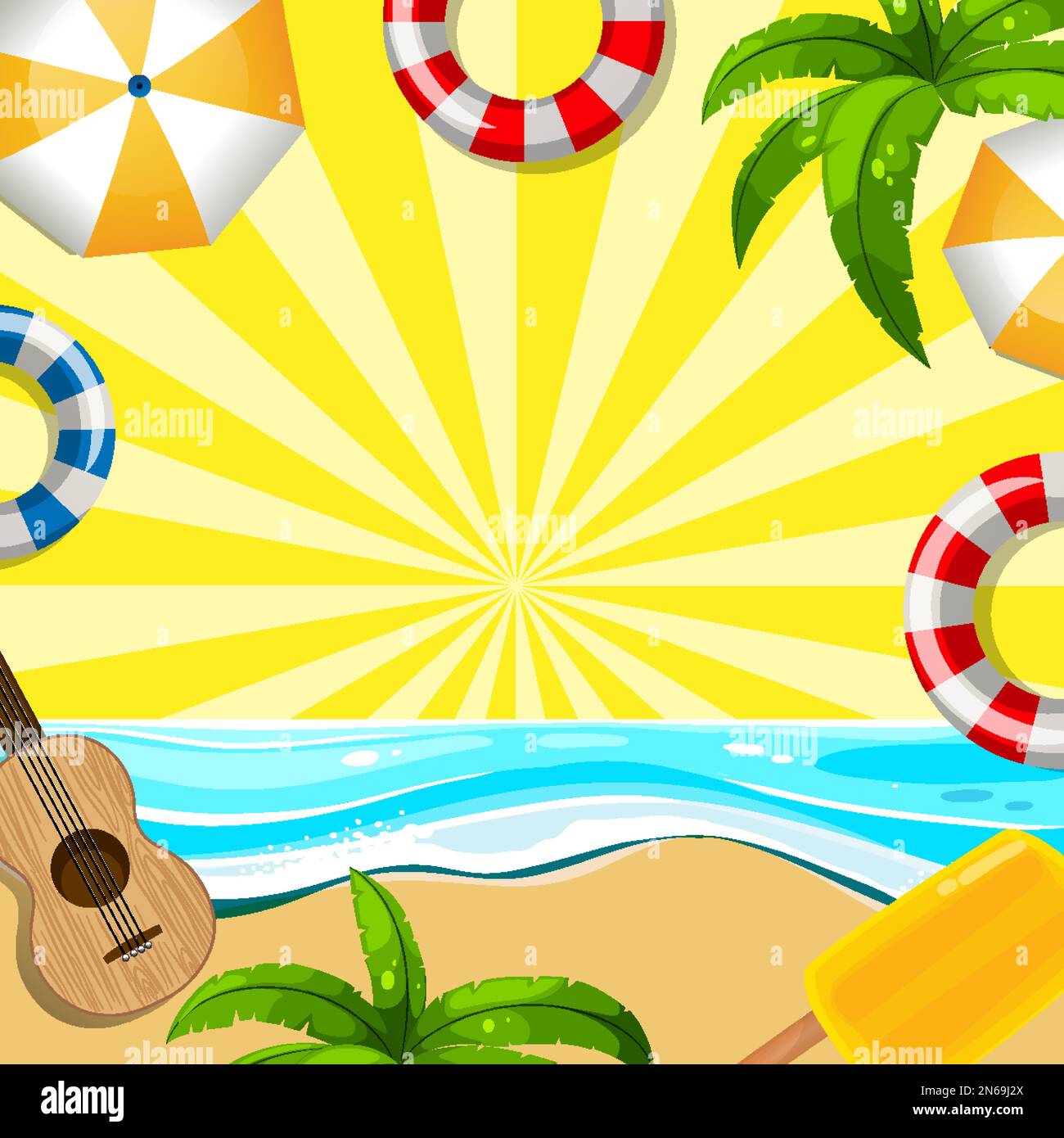 Summer beach background template illustration Stock Vector Image & Art ...