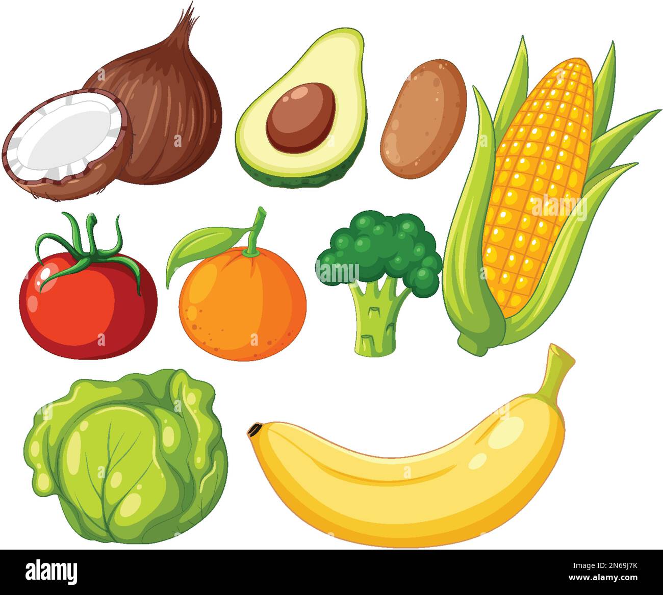 Vegetables and fruits fiber foods group illustration Stock Vector Image ...
