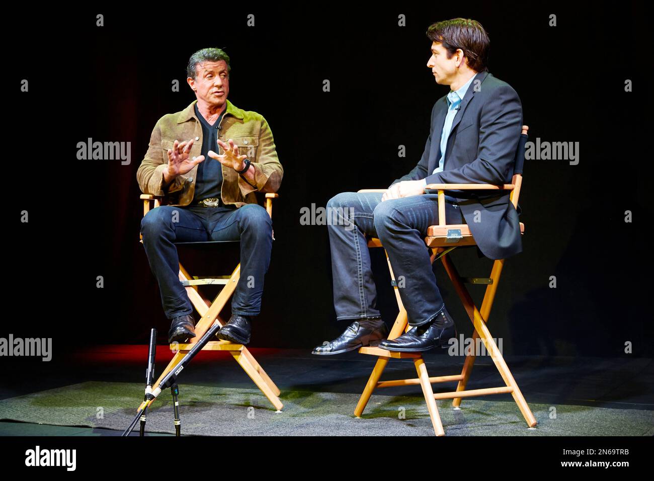 Sylvester Stallone, left, who played Rocky Balboa in the 1976 film ...