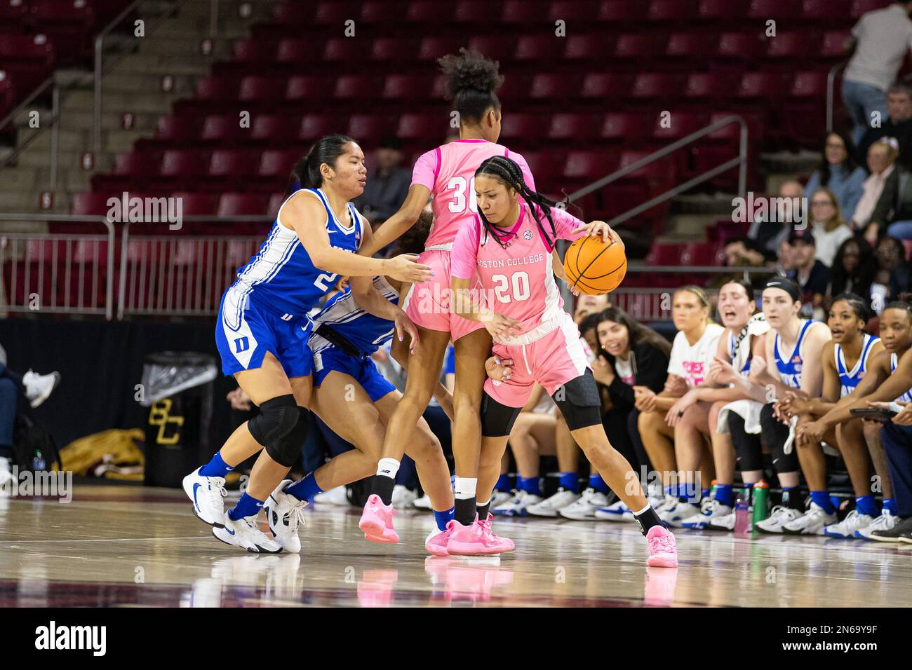 February 9, 2023; Newton, Massachusetts, USA; Boston College guard ...