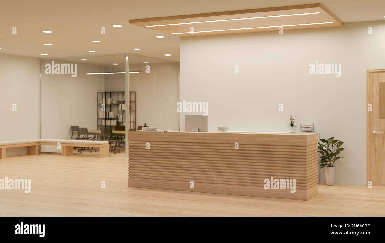 Modern contemporary and luxury office entrance interior design in white ...