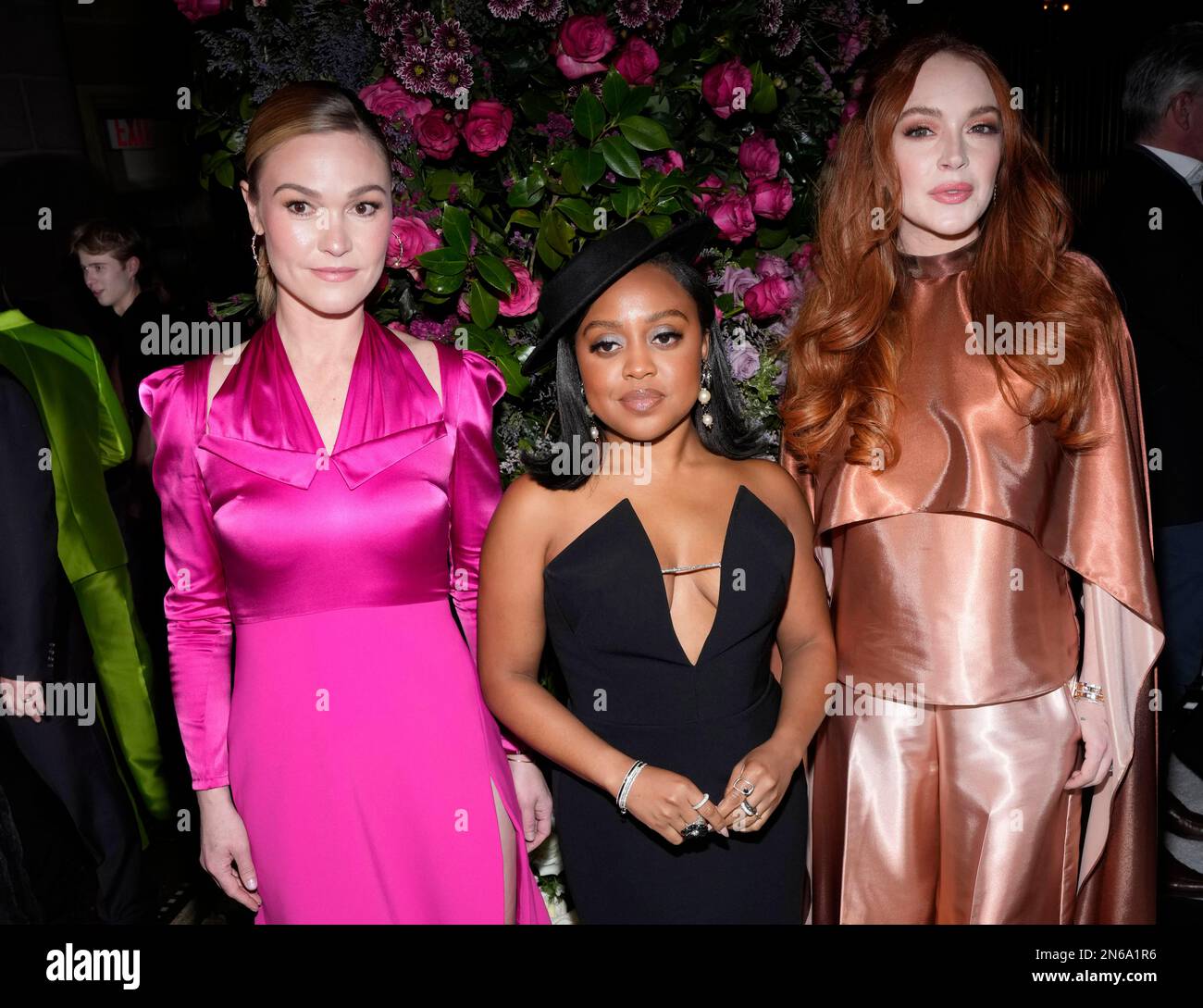 Julia Stiles, from left, Quinta Brunson and Lindsay Lohan attend the ...