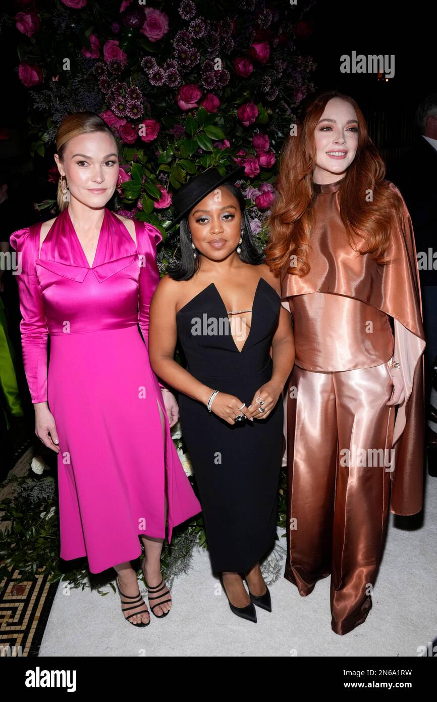 Julia Stiles, from left, Quinta Brunson and Lindsay Lohan attend the ...
