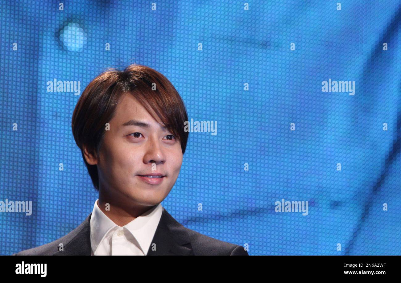 South Korea singer Lee Sun Ho smiles during a media event in Taipei ...