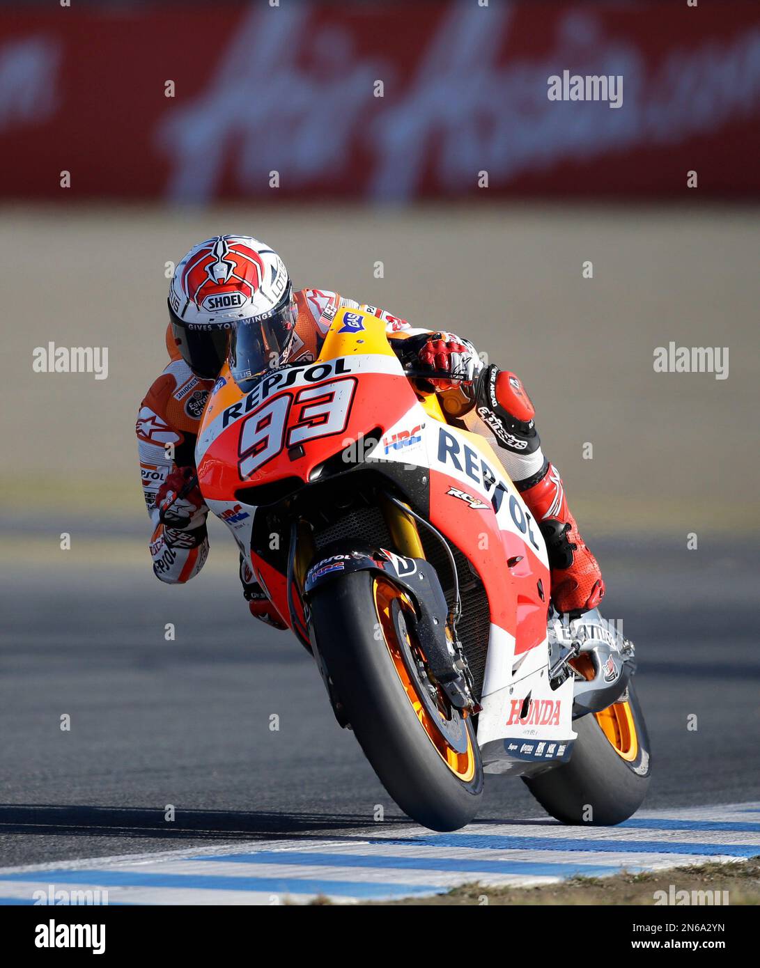 Marc Marquez of Spain takes a corner during the MotoGP Japanese Grand ...