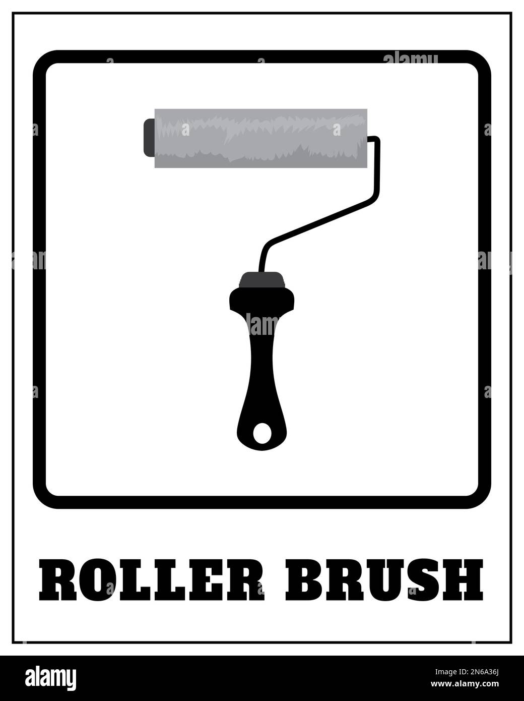 Roller Brush Sign isolated on white background drawing by illustration ...