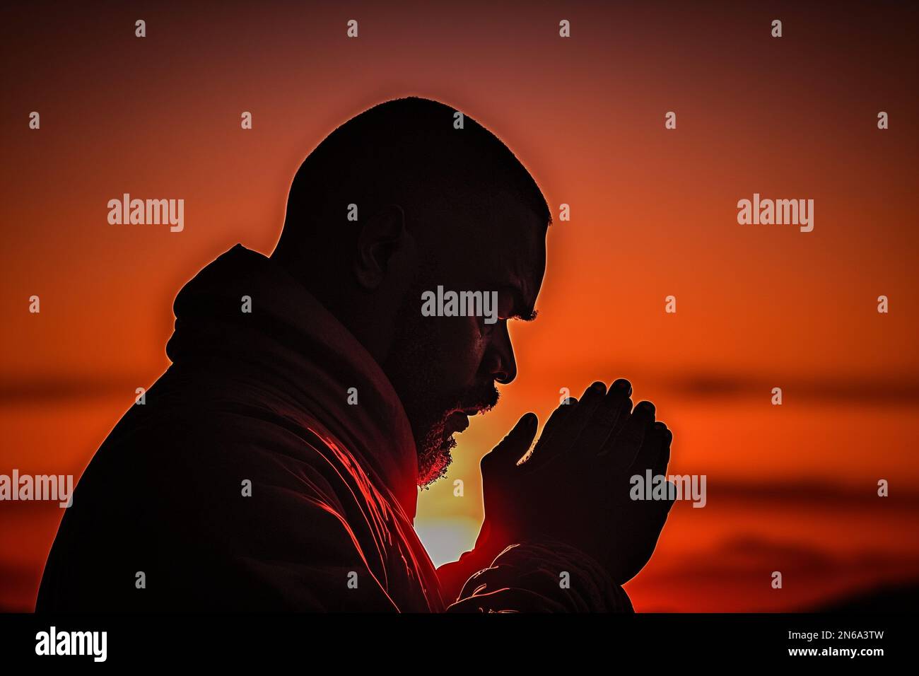 Praying man hoping for better. Asking God for good luck, success ...