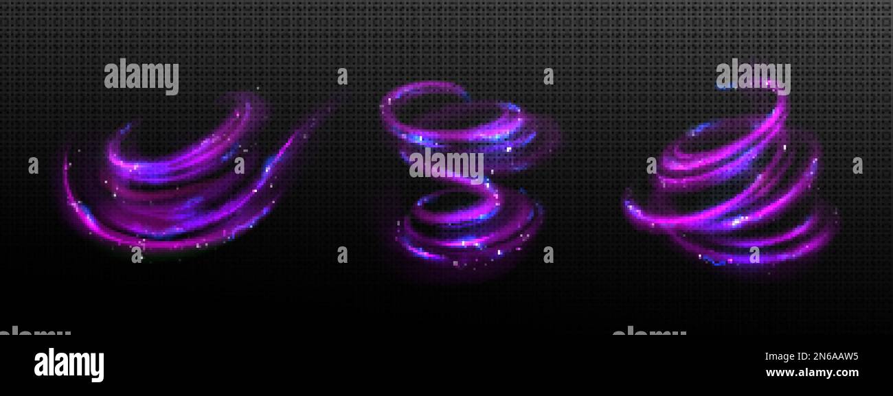 Electric swirl lines, neon light effect. Abstract magic energy waves ...