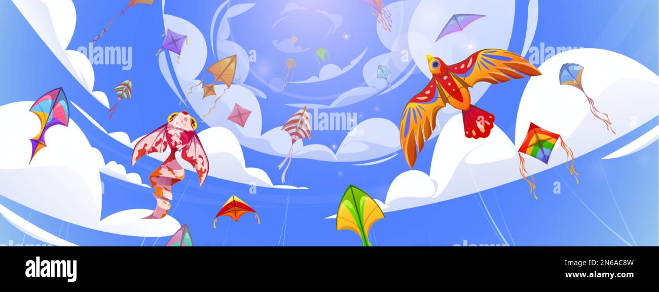 Makar sankranti, kite festival background. Cute colorful paper toys in ...