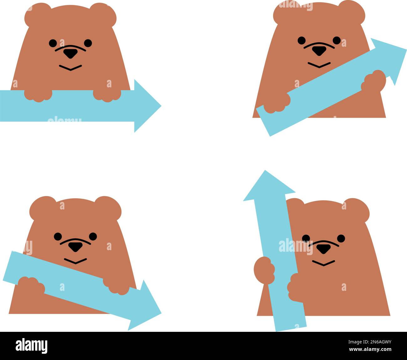 Arrow set pointing in 4 directions of a cute bear. Illustration of a ...