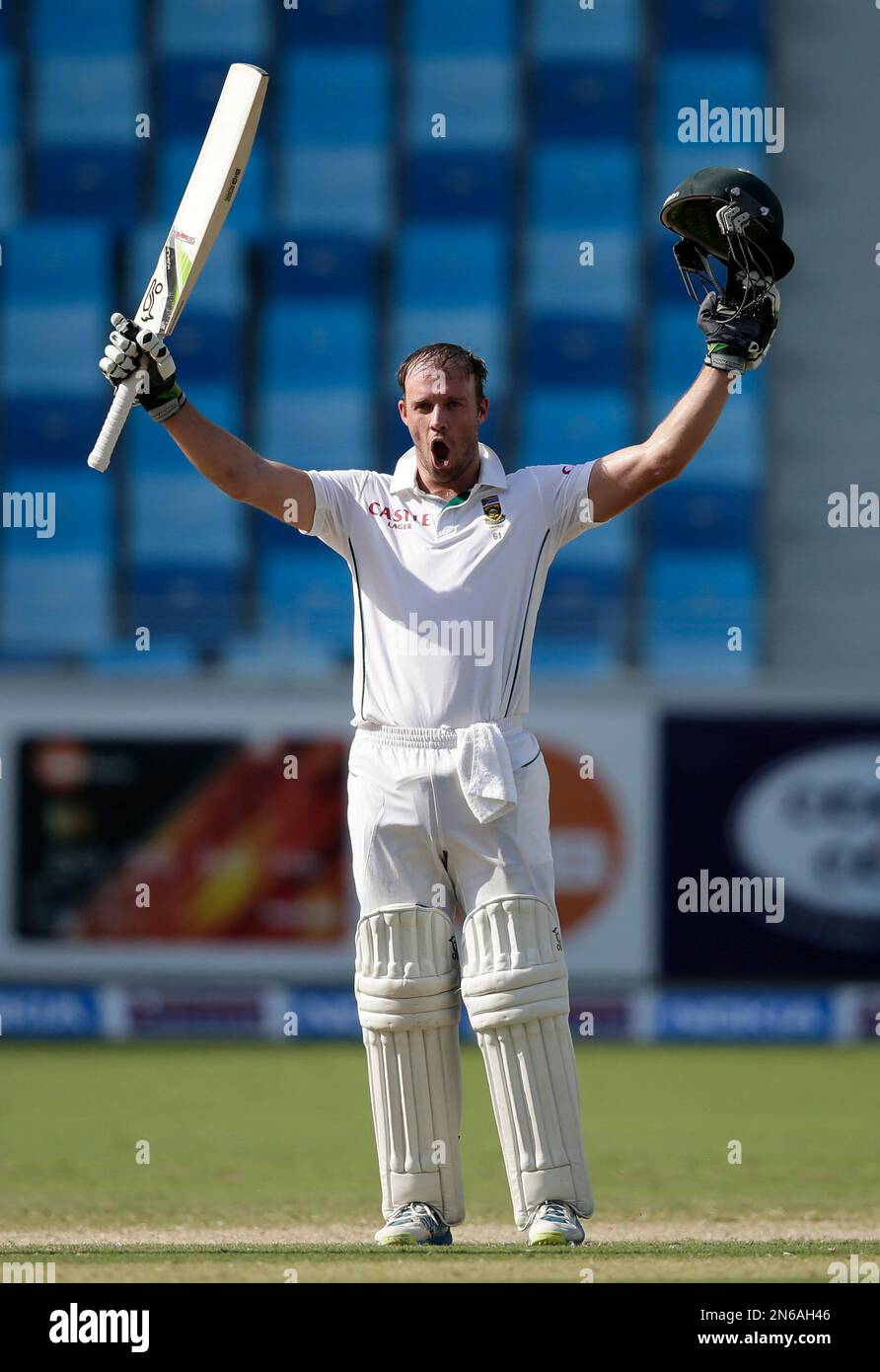 South Africa's Abraham Benjamin de Villiers celebrates after scoring a ...