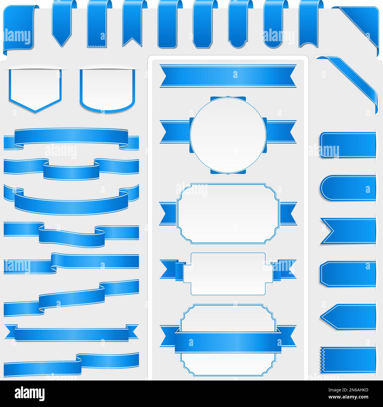 Collection of different blue ribbons and banners, vector eps10 ...