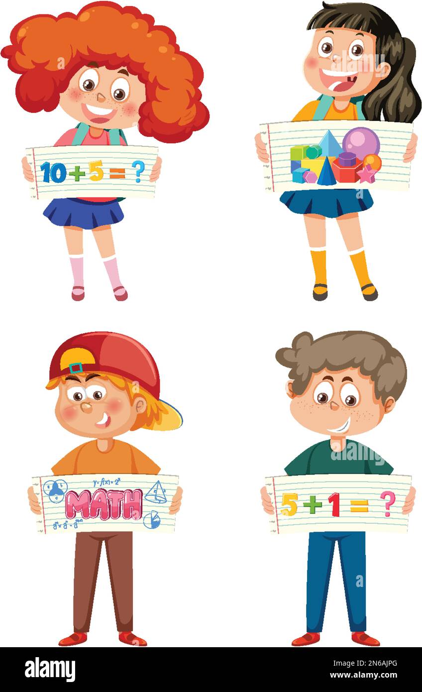 Mathematics kids cartoon set illustration Stock Vector Image & Art - Alamy