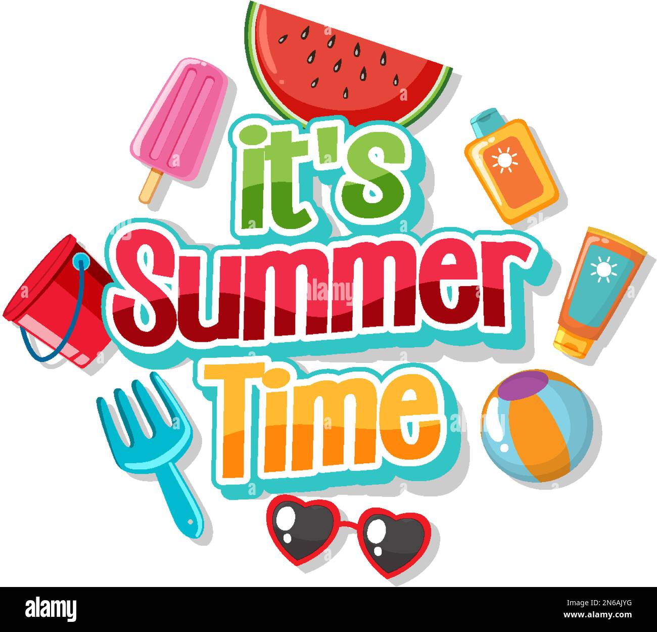 Its summer time text for poster or banner design illustration Stock ...