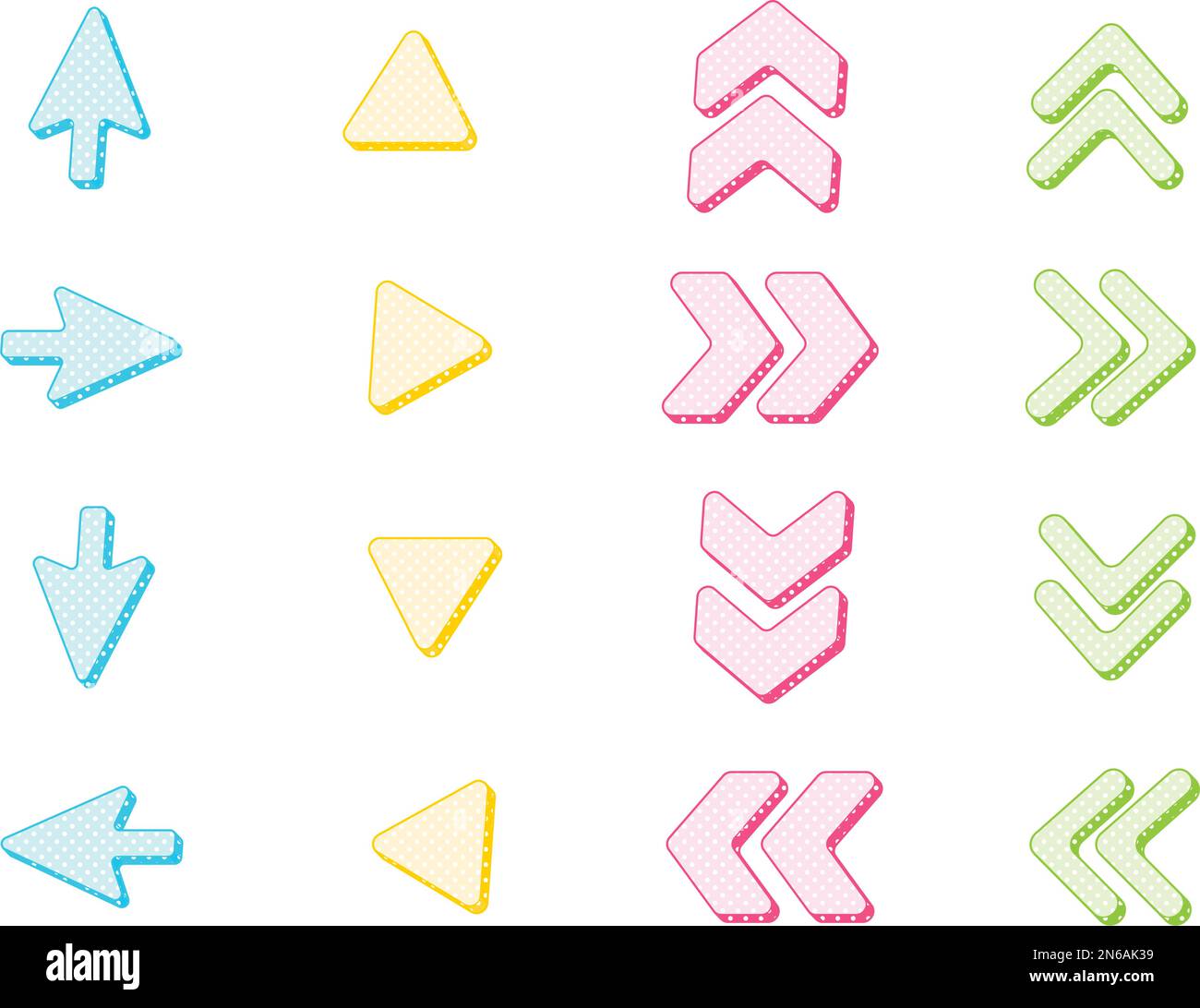 Colorful dot pattern arrow set. A plain arrow, a barless arrow, and a ...