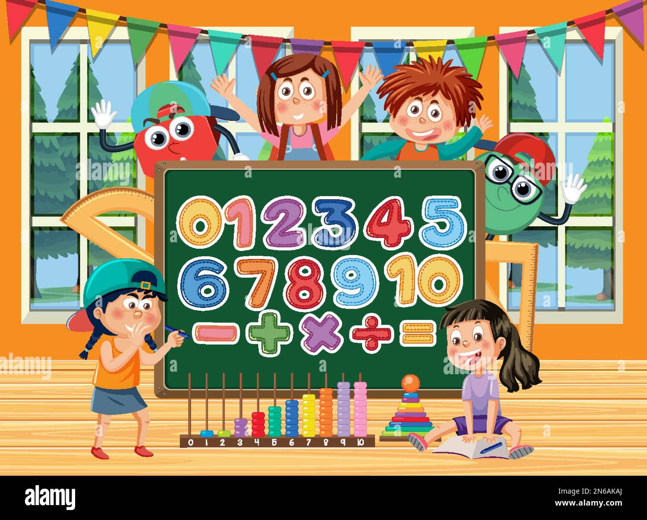 Number And Math Equation On Whiteboard With Student In Classroom number-and-math-equation-on-whiteboard-with-student-in-classroom