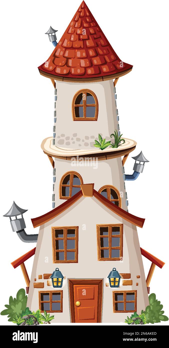 Fairytale tower on white background illustration Stock Vector Image ...