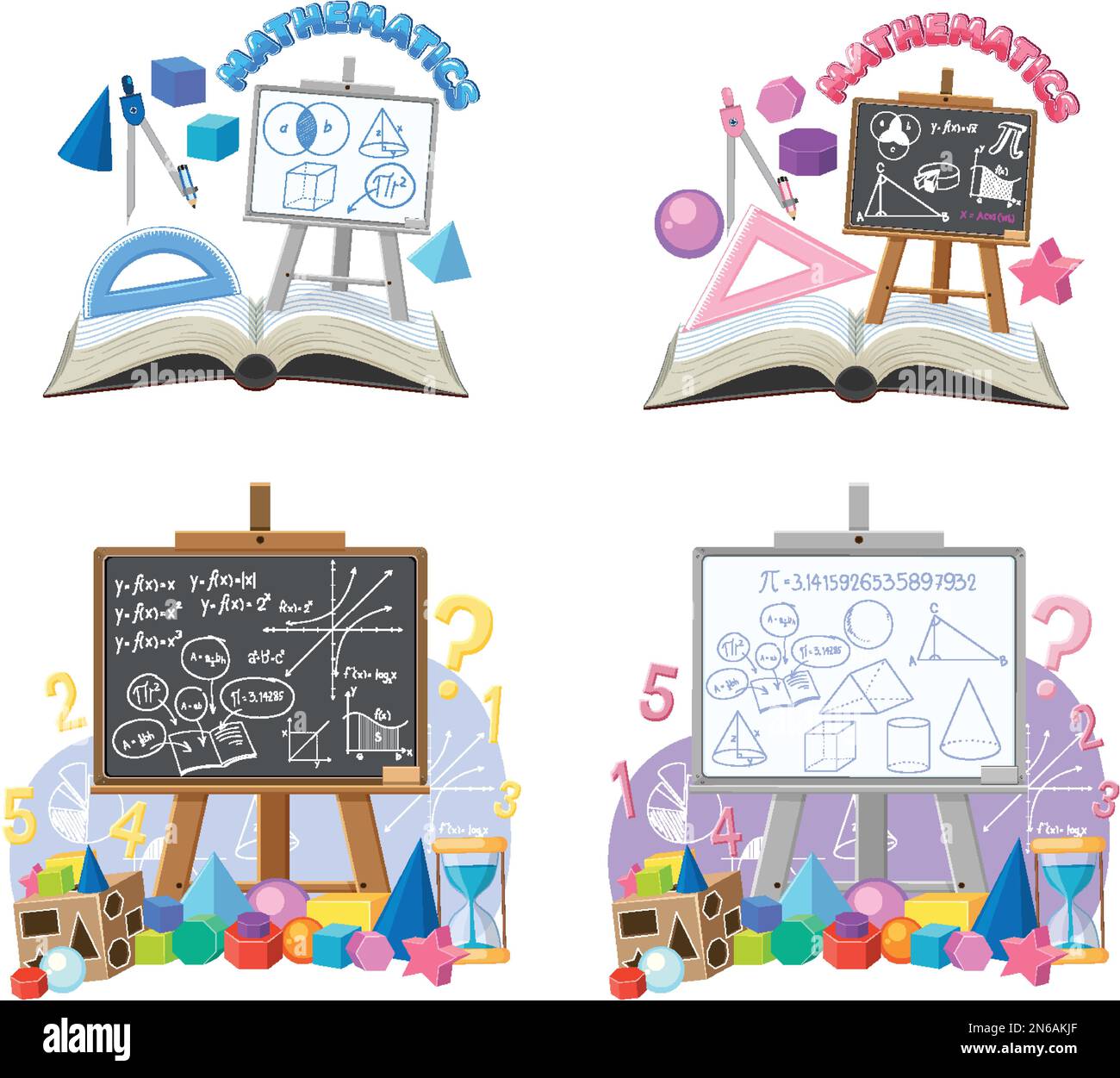 Mathematics class objects and elements set illustration Stock Vector ...