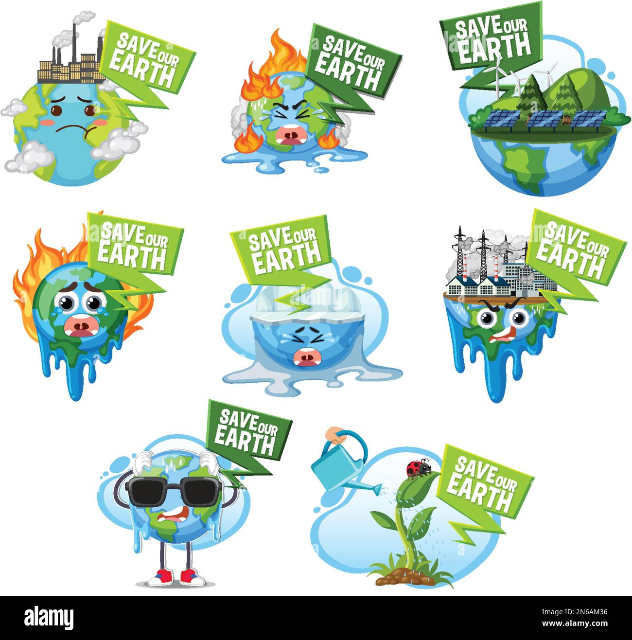 Save the earth logo and banner set illustration Stock Vector Image ...