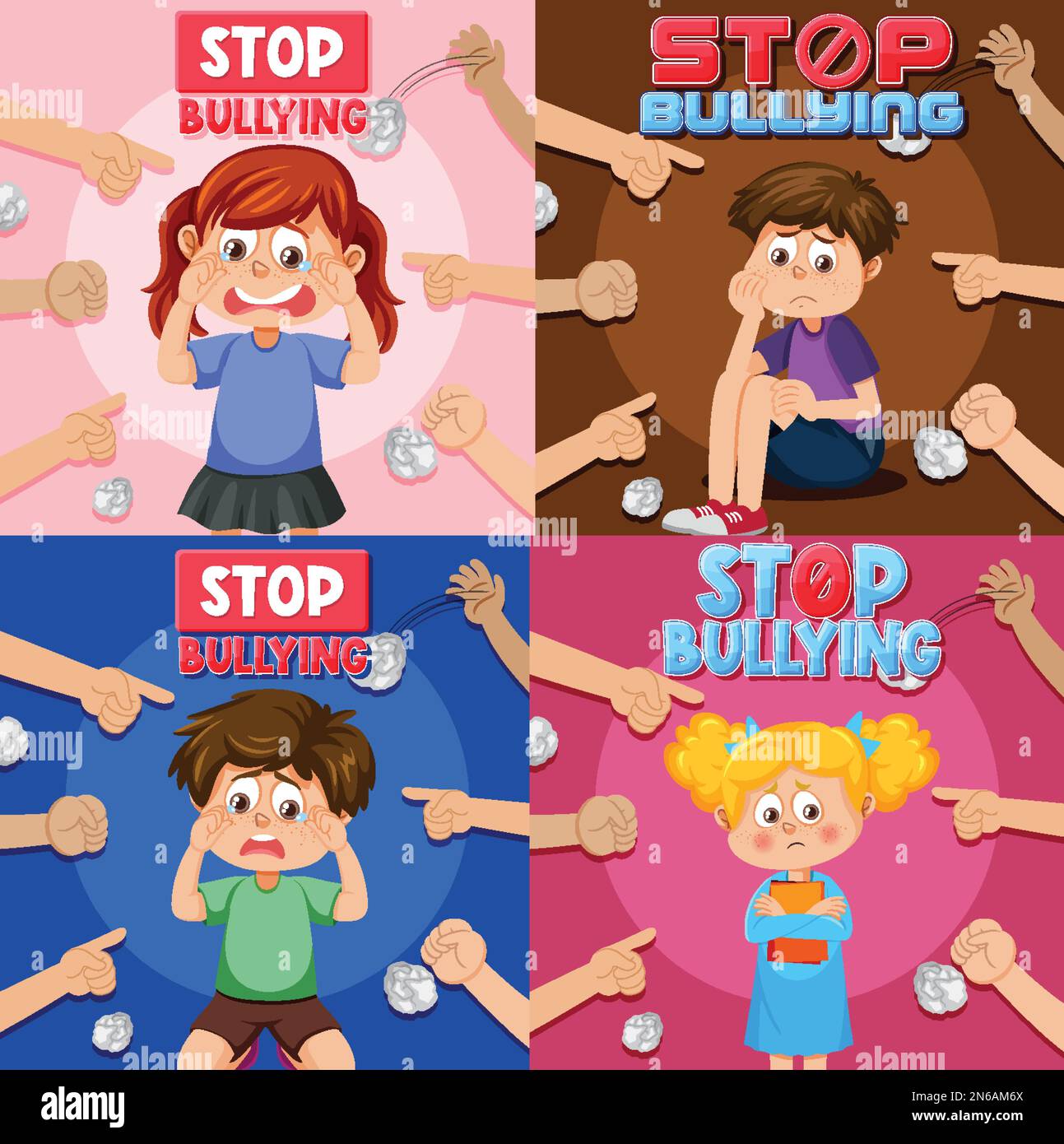 Stop bullying children template illustration Stock Vector Image & Art ...