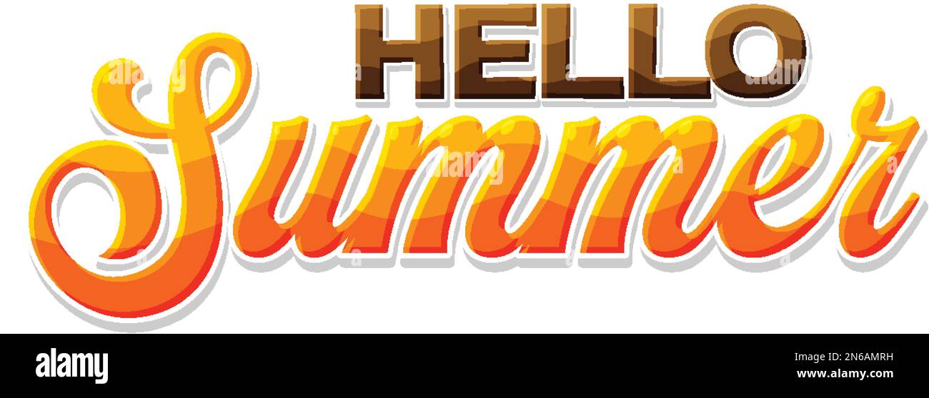 Hello summer text for poster or banner design illustration Stock Vector ...