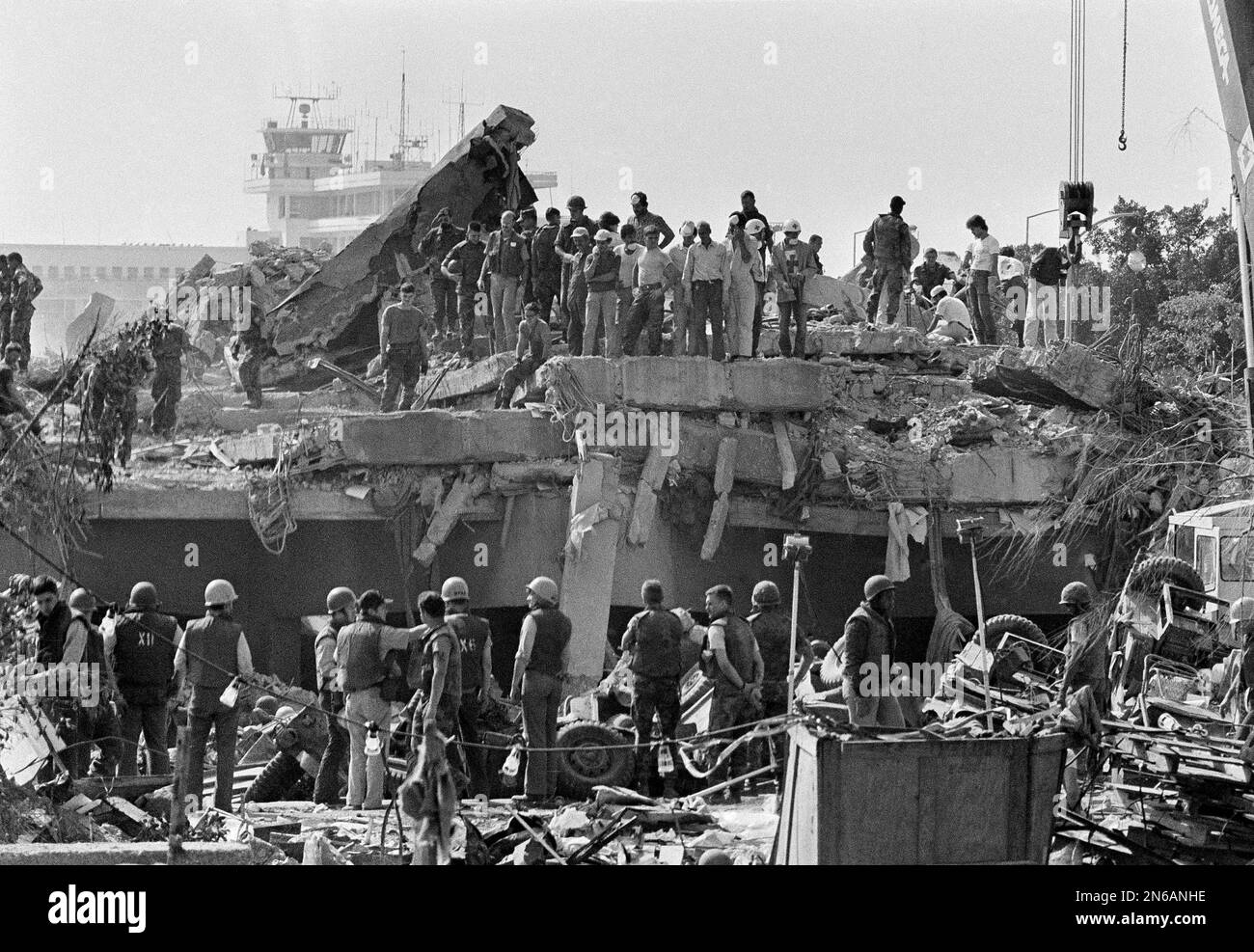 FILE - In this Monday, Oct. 24,1983 file photo, rescuers continue to ...