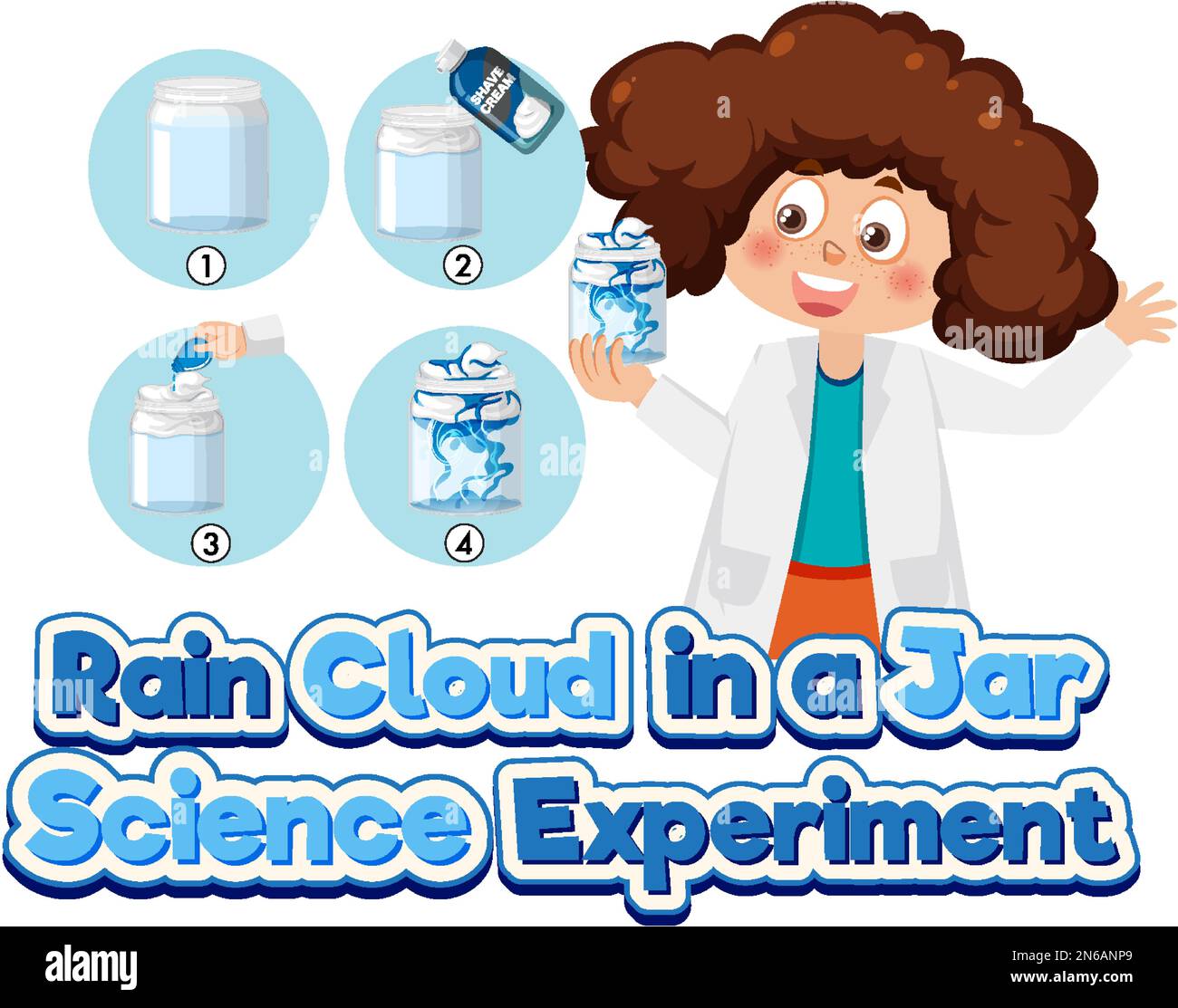 Rain cloud in a jar science experiment illustration Stock Vector Image ...