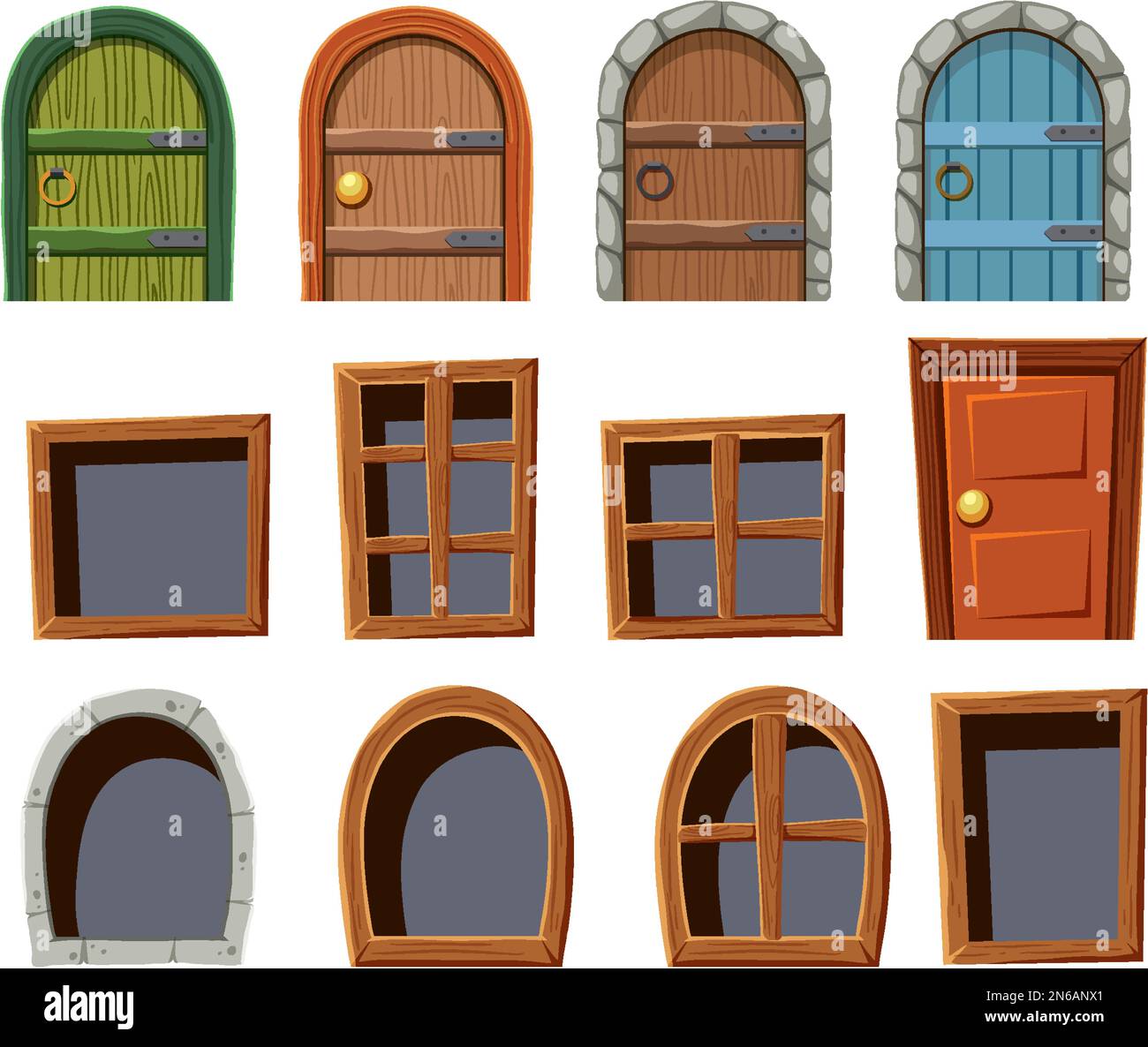 Set of medieval house element illustration Stock Vector Image & Art - Alamy