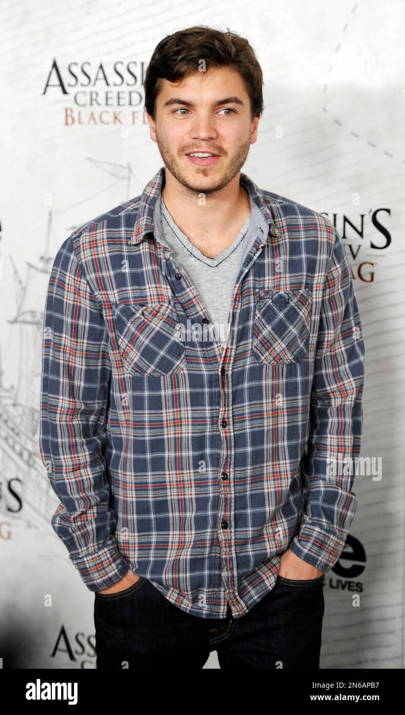 Actor Emile Hirsch poses at the Assassin's Creed IV Black Flag launch ...