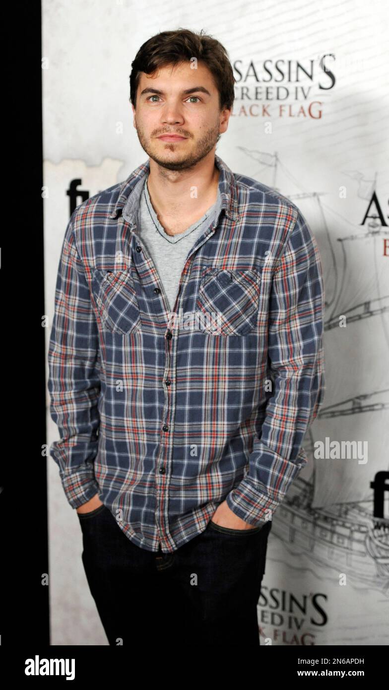 Actor Emile Hirsch poses at the Assassin's Creed IV Black Flag launch ...