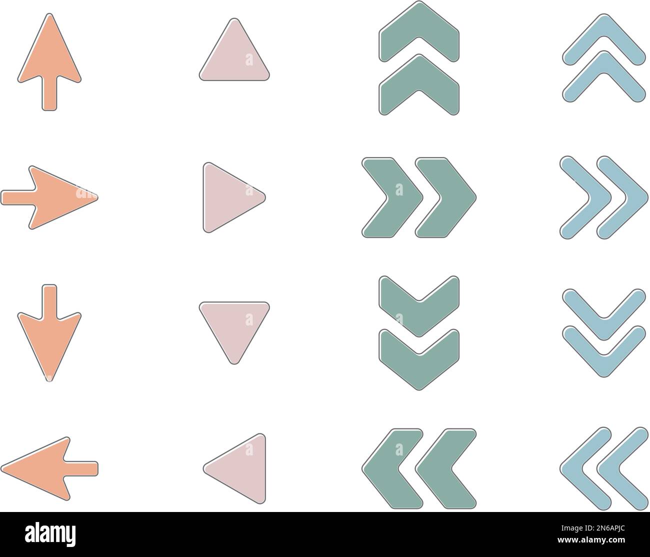 Dull color arrow set with a sense of omission. A plain arrow, a barless ...