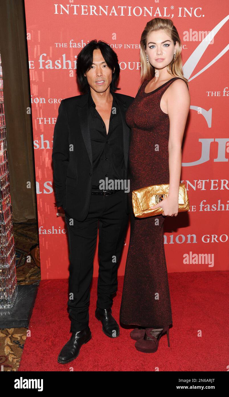 Model Kate Upton, right, and Steven Gan attend the Fashion Group ...