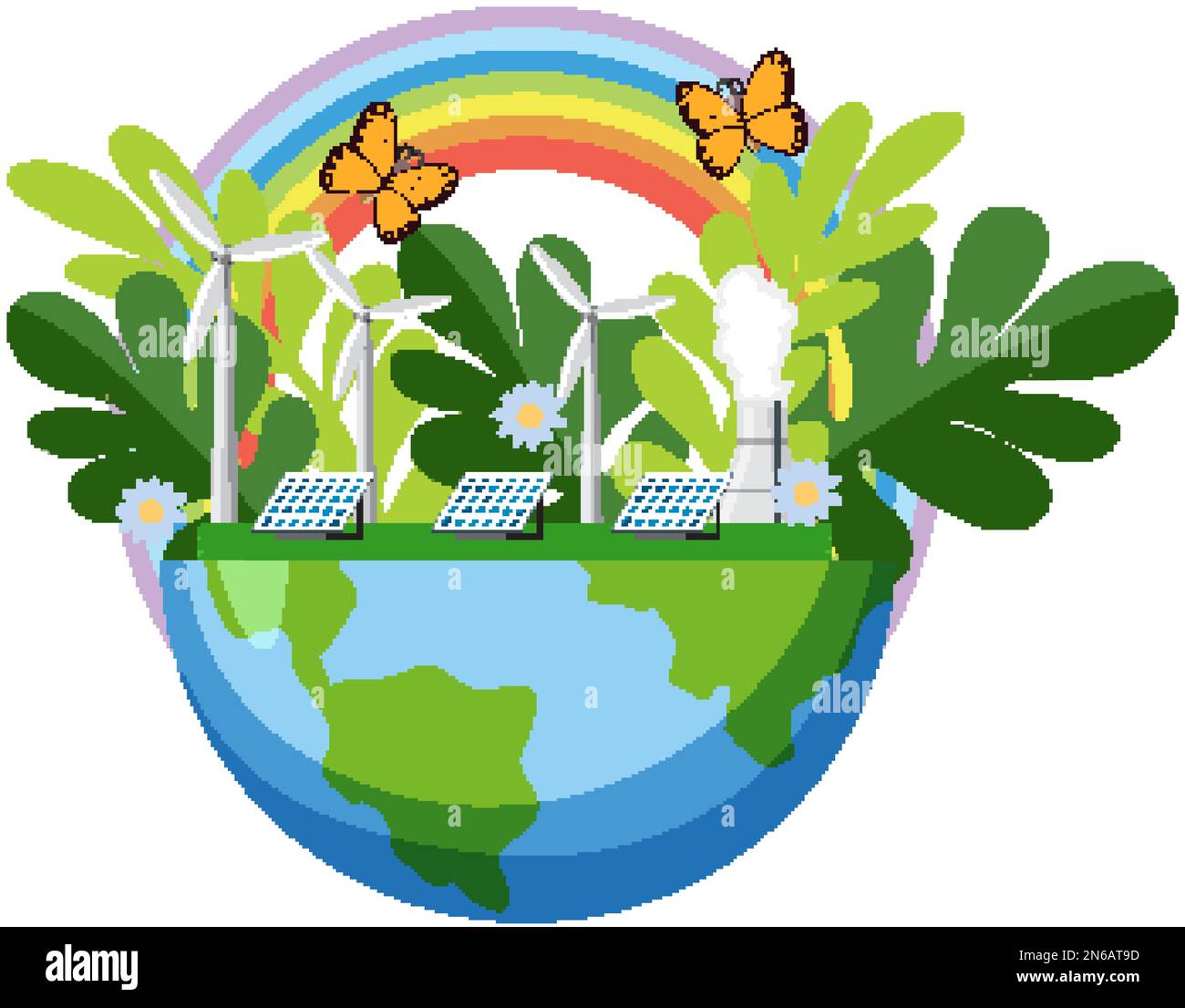 World earth day concept with plant growing on earth illustration Stock ...