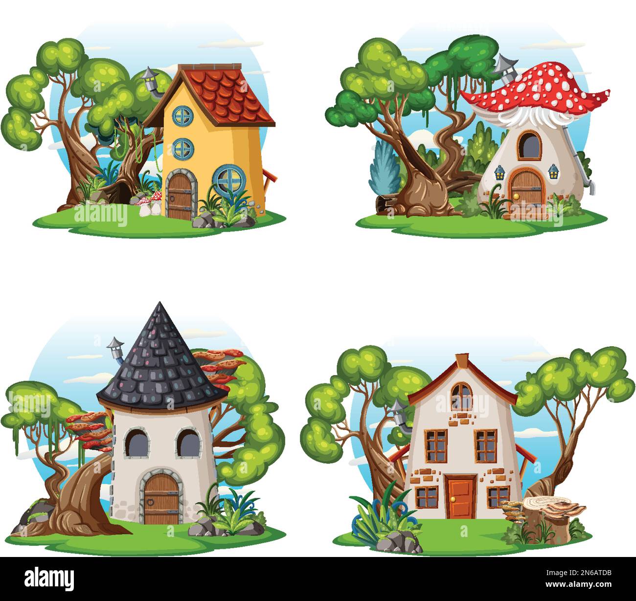 Set of fairy tale house isolated illustration Stock Vector Image & Art ...