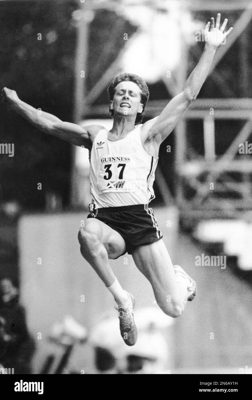 Gary Honey of Australia leaps into the Gold Medal spot in the finals of ...