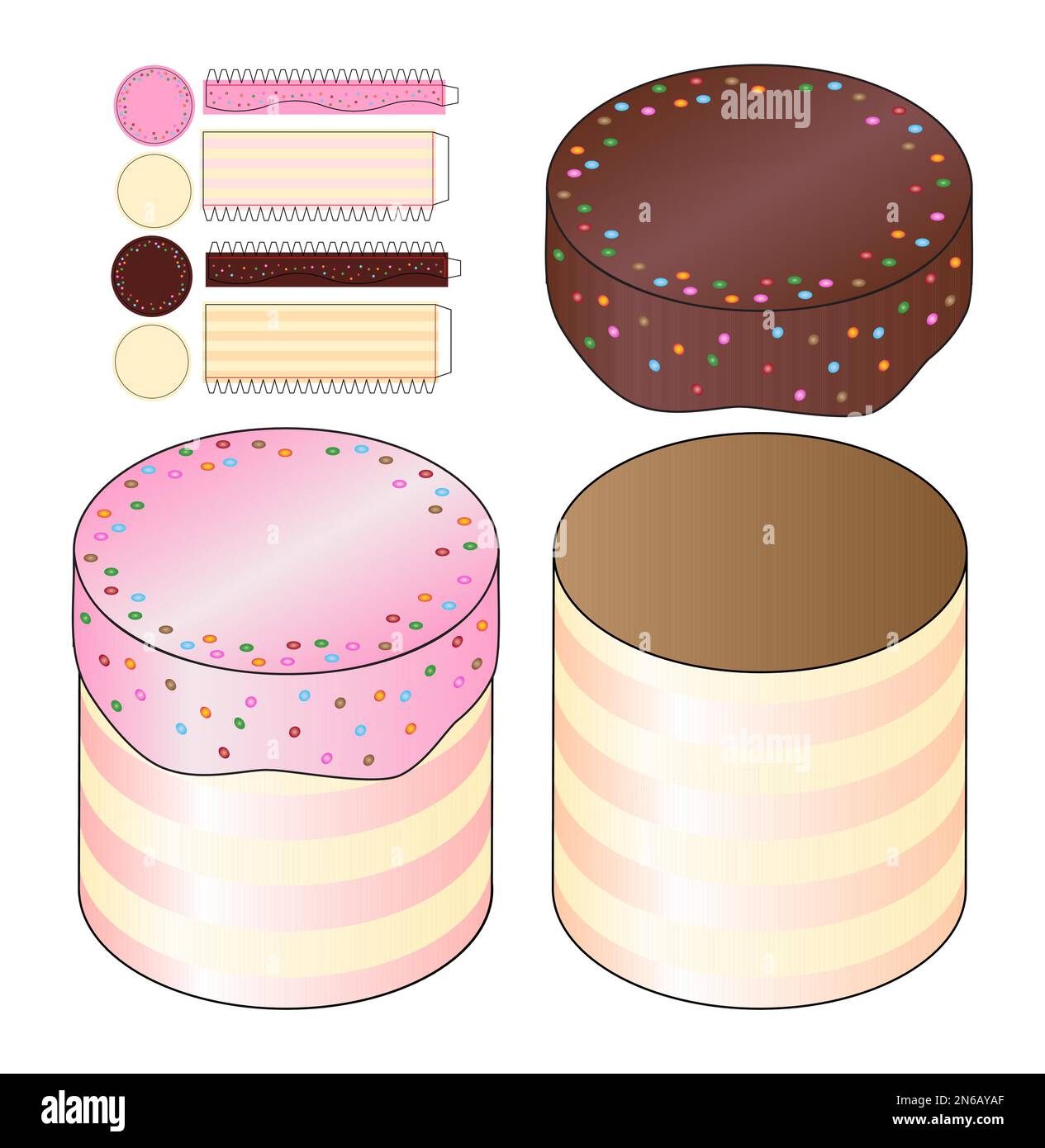 Round Cake Box packaging die cut template design Stock Vector Image & Art - Alamy