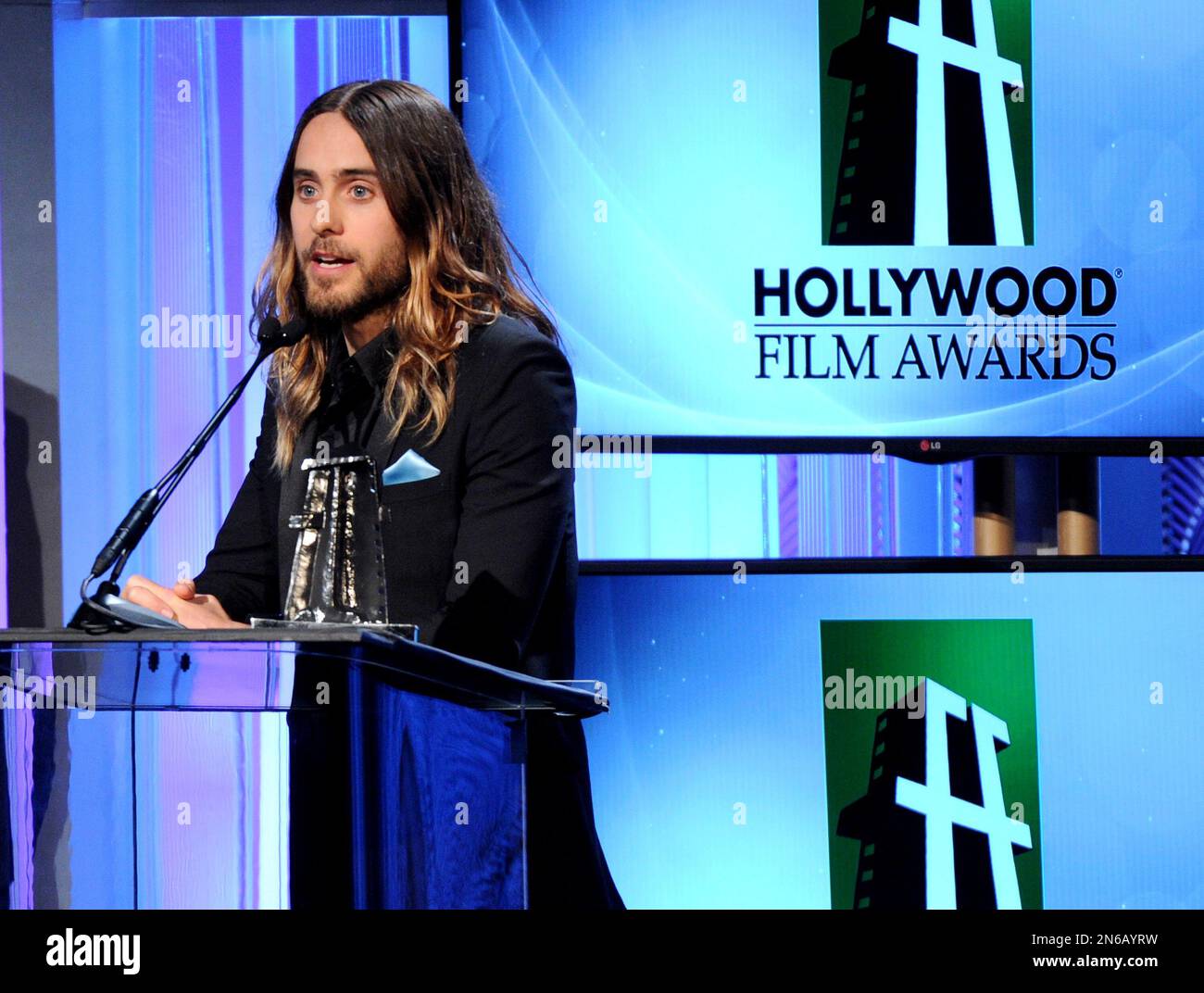 Jared Leto accepts the "Hollywood Breakout Performance Award" onstage ...