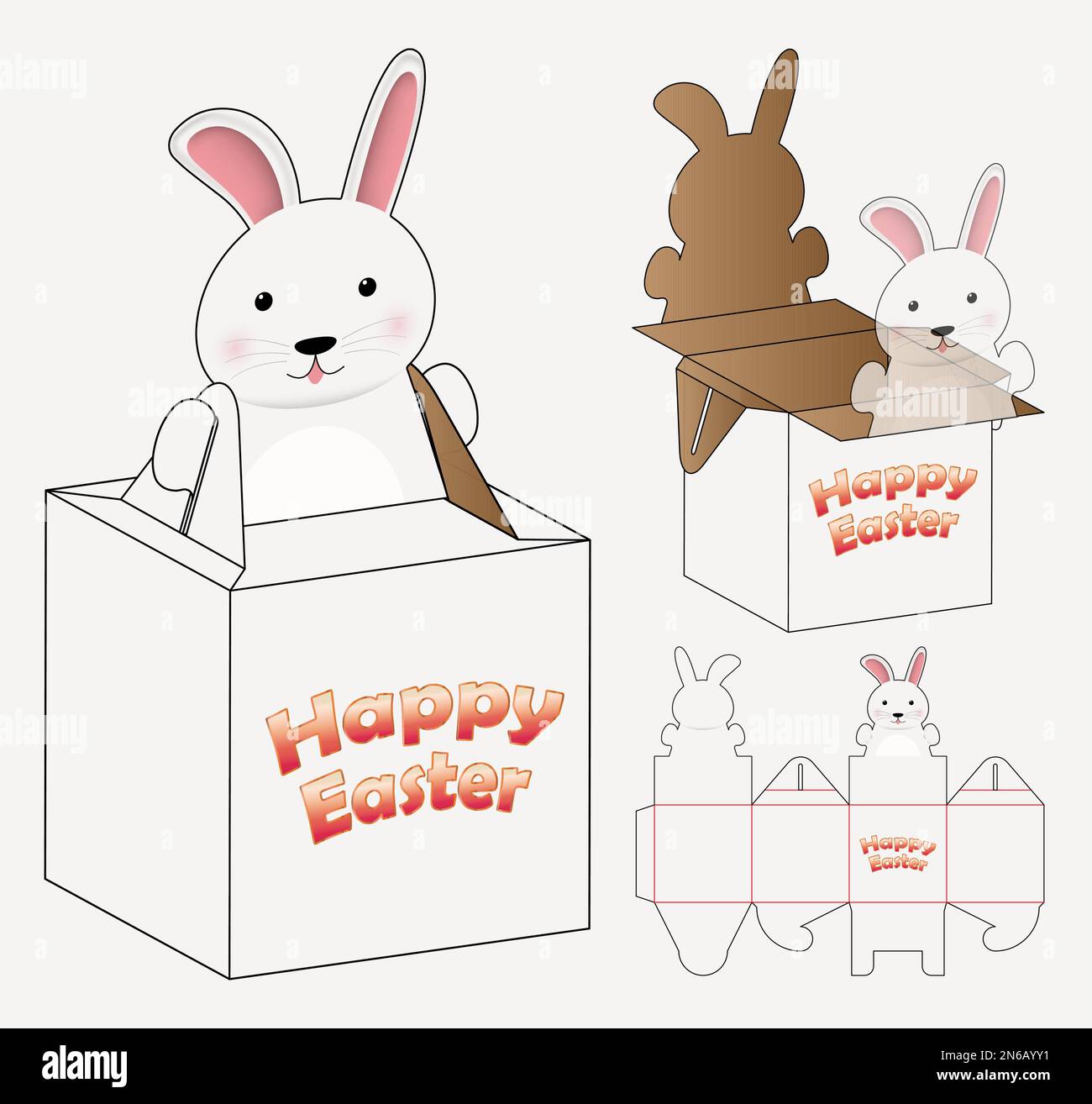 Easter Bunny packaging die cut template design Stock Vector Image & Art ...