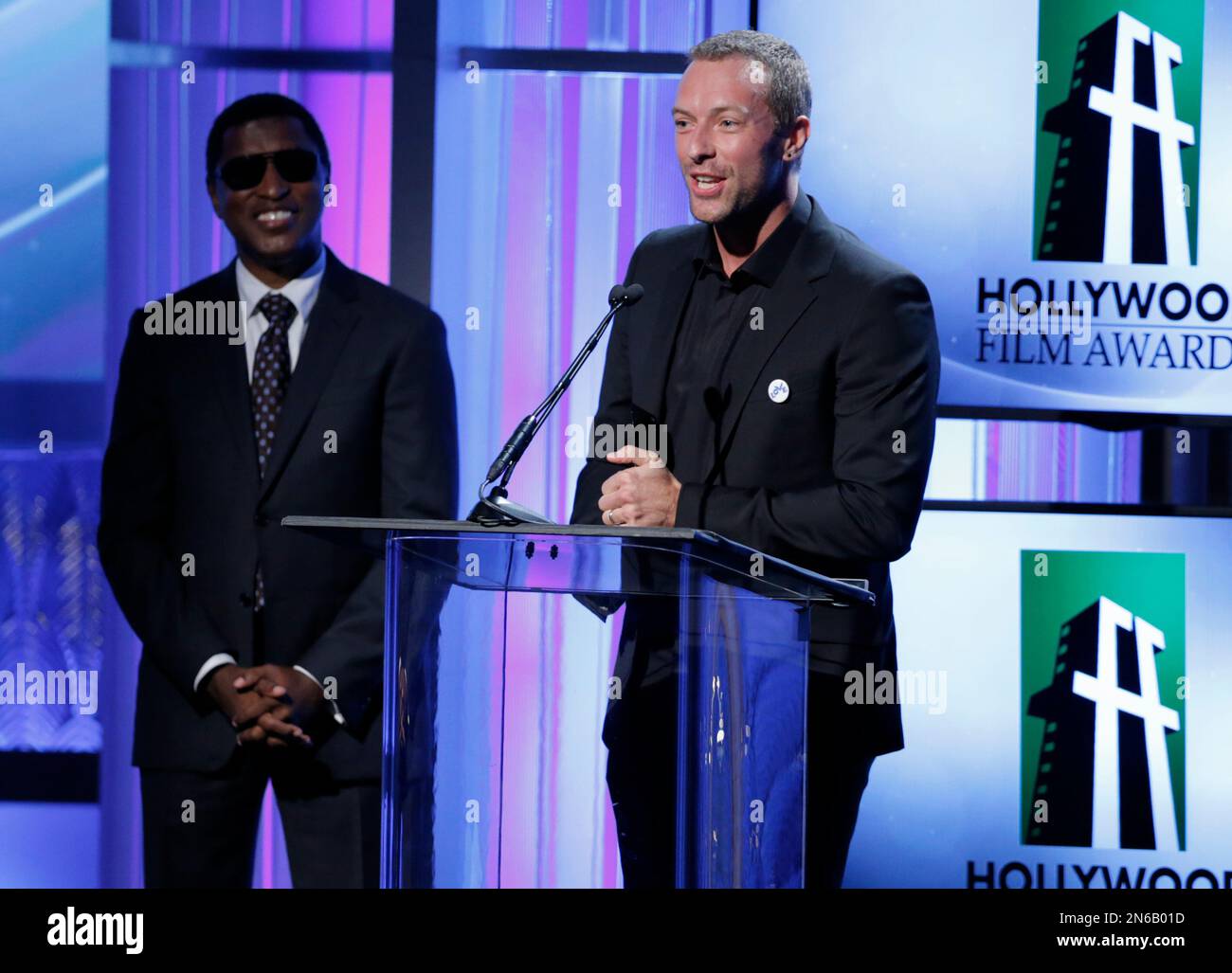 Chris Martin of the musical group Coldplay accepts the Hollywood song ...